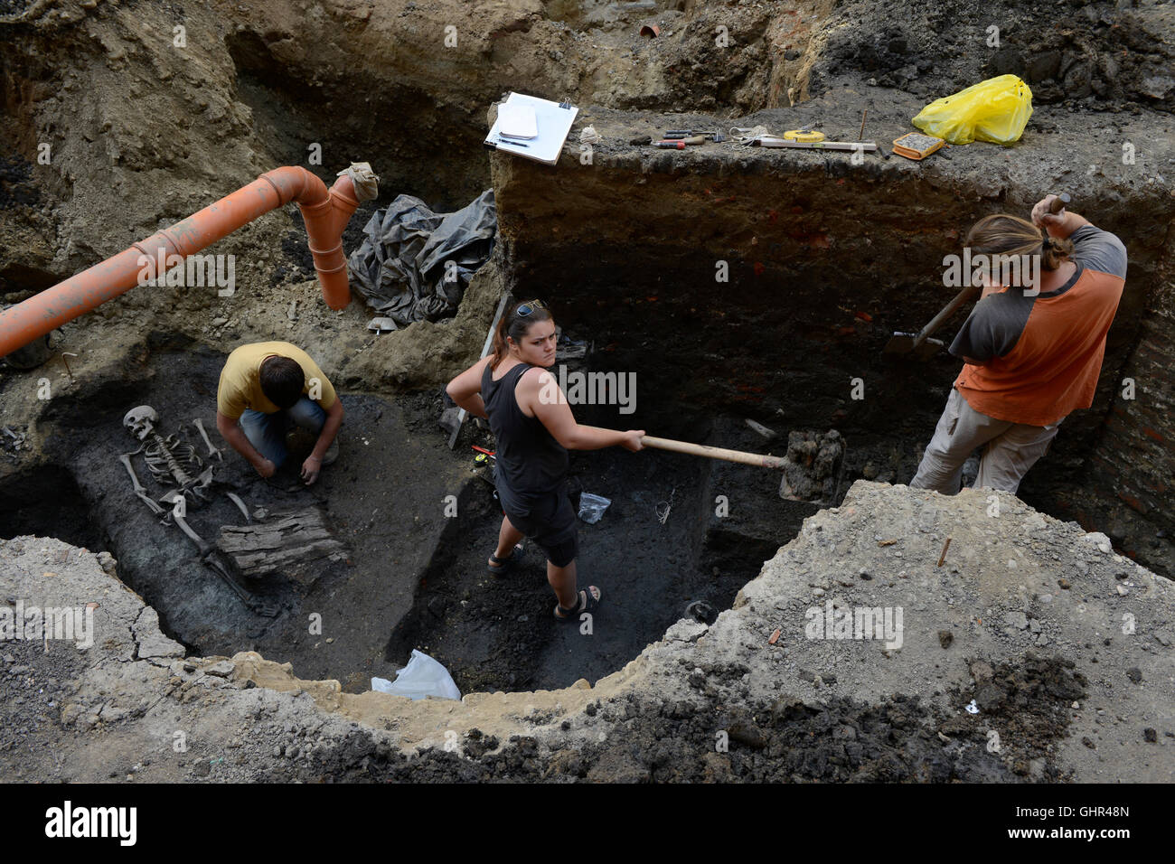 ROMANIA Banat, Timisoara, old town, archaeological excavation ...