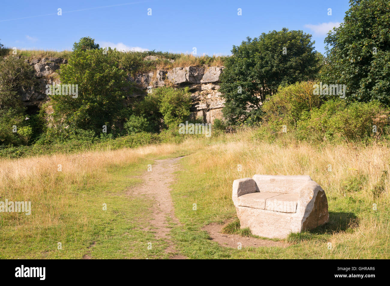 Stone sculpture of an armchair by artist Jason Bryant , Marsden Old ...