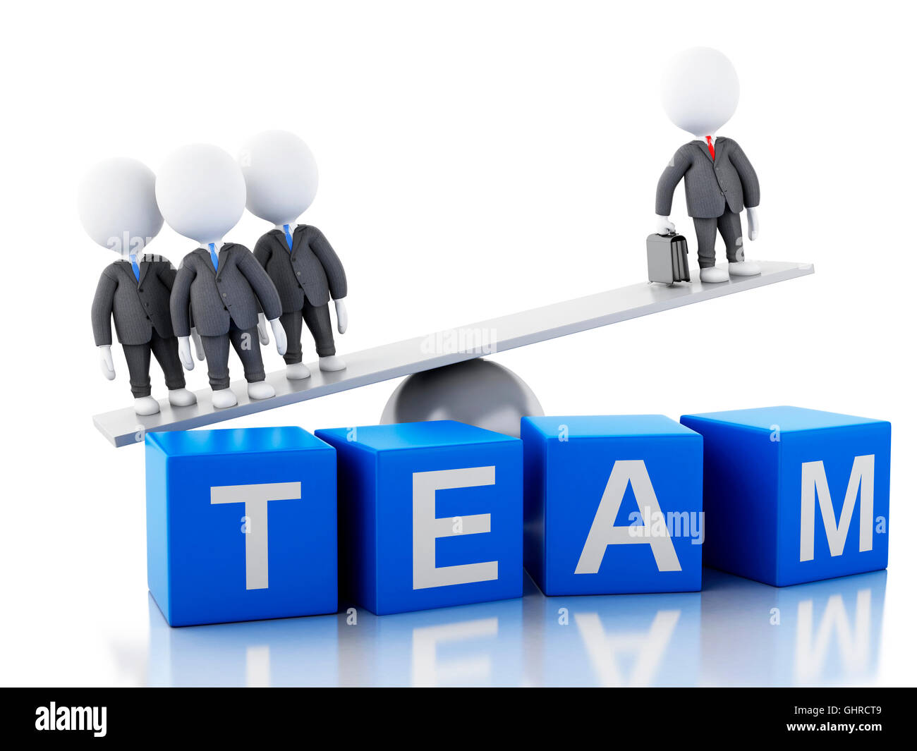 3d render image. White business people on a balance. Team concept ...