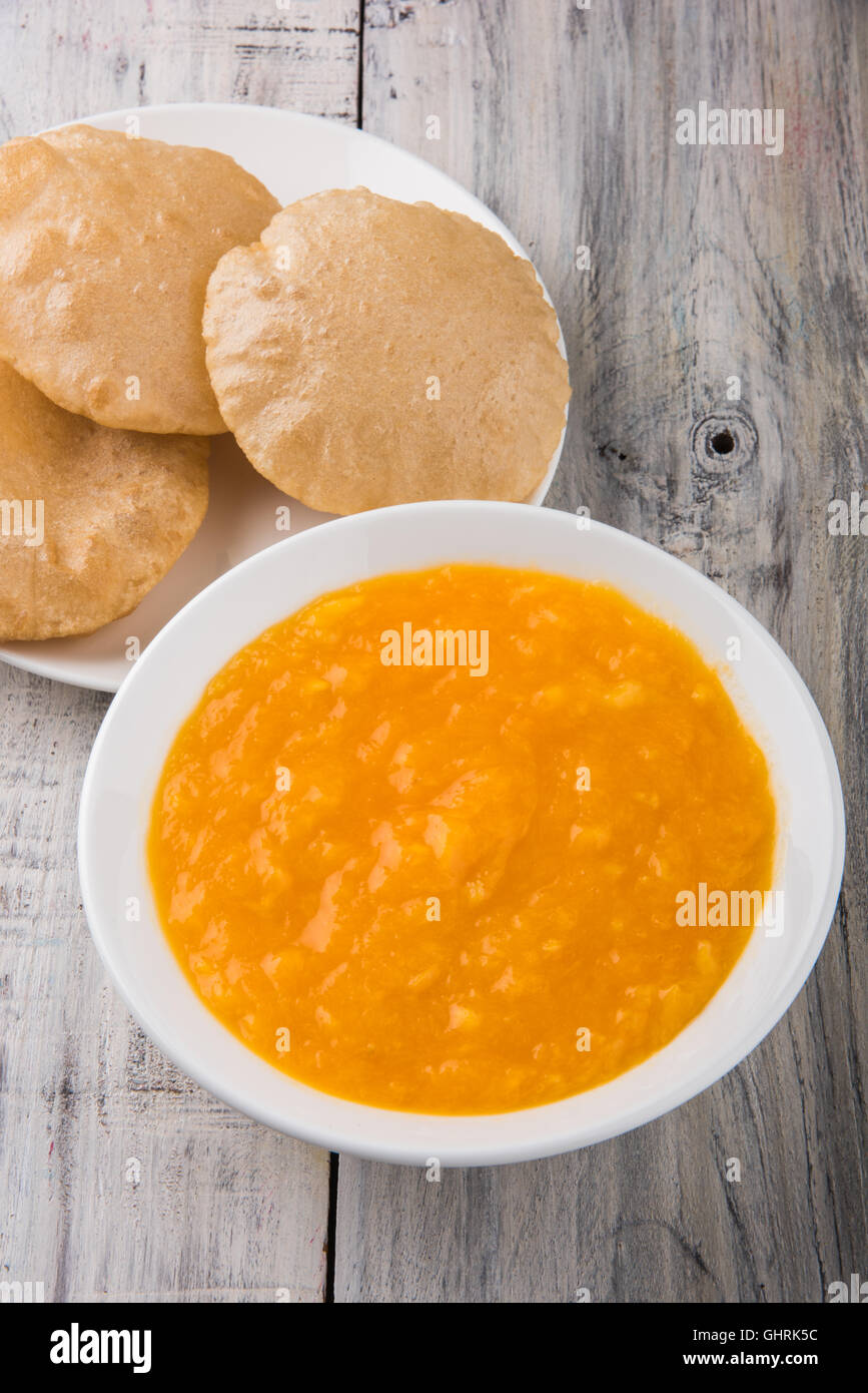 Aamras or Aam Ras Puri: Puri which is an indian fried small bread and ...