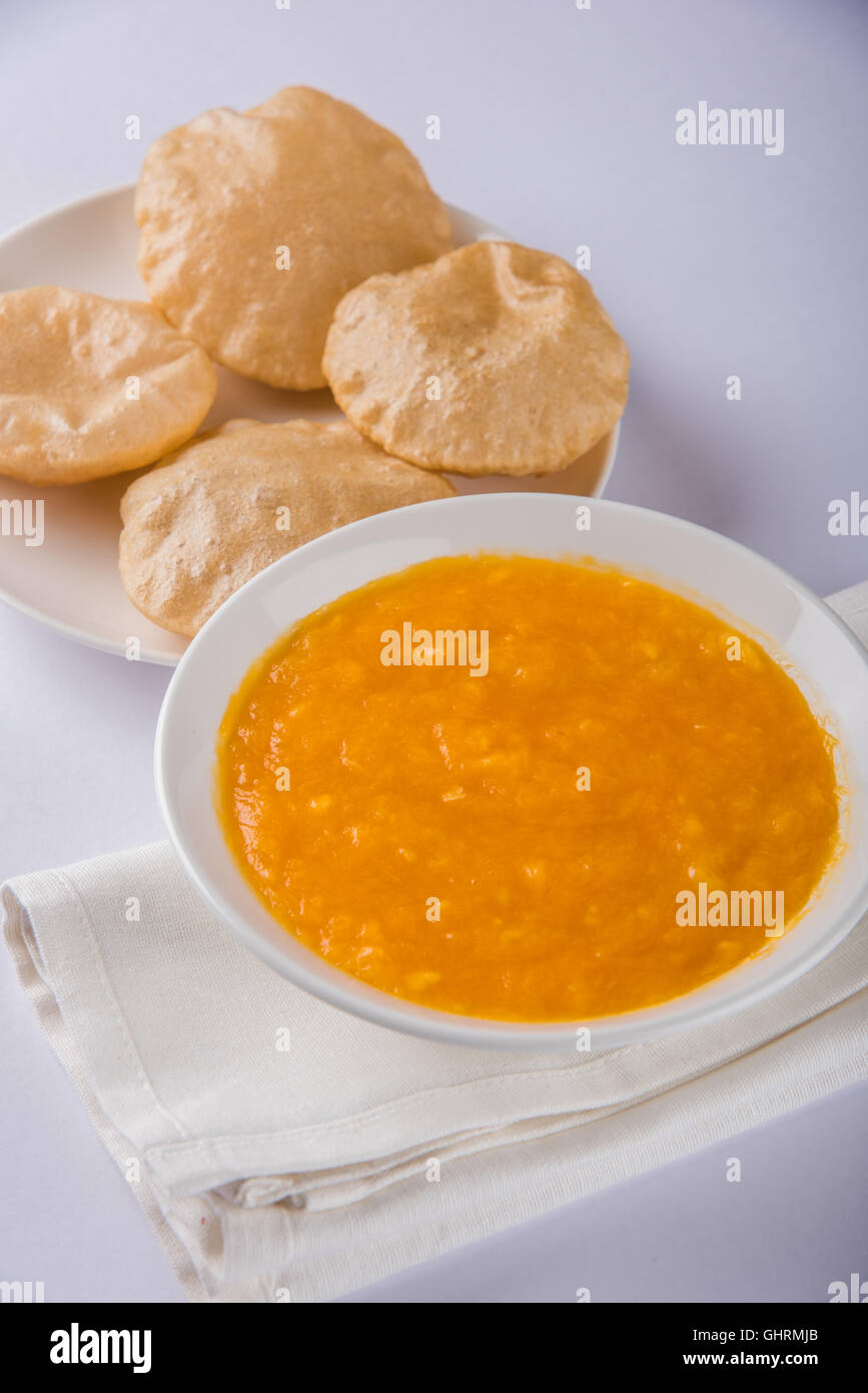 Aamras or Aam Ras Puri: Puri which is an indian fried small bread and ...