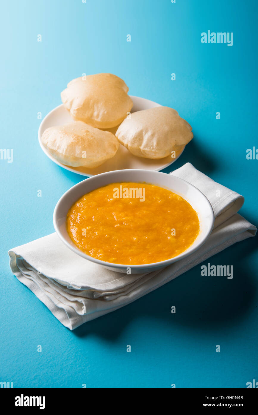 Aamras or Aam Ras Puri: Puri which is an indian fried small bread and ...