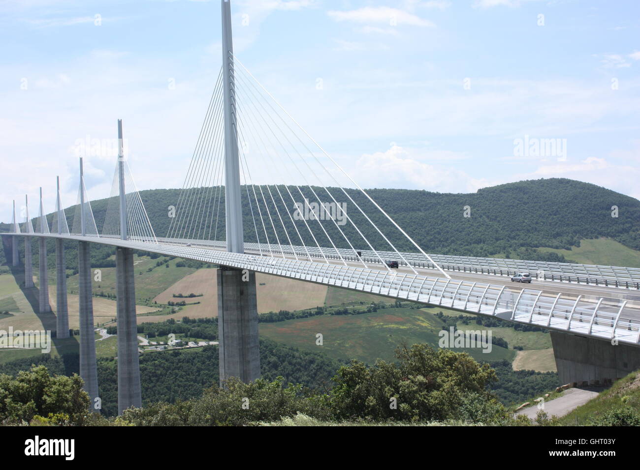 The Millau Viaduct is a cable-stayed bridge that spans the valley of ...