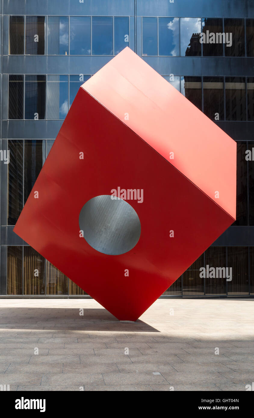 Red Cube modern art sculpture by Isamu Noguchi on Broadway, New York ...