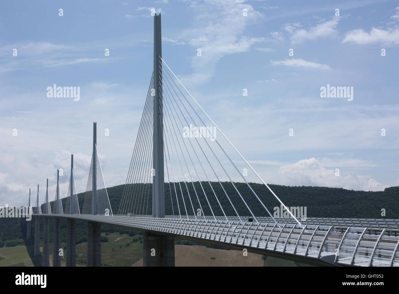 The Millau Viaduct is a cable-stayed bridge that spans the valley of ...