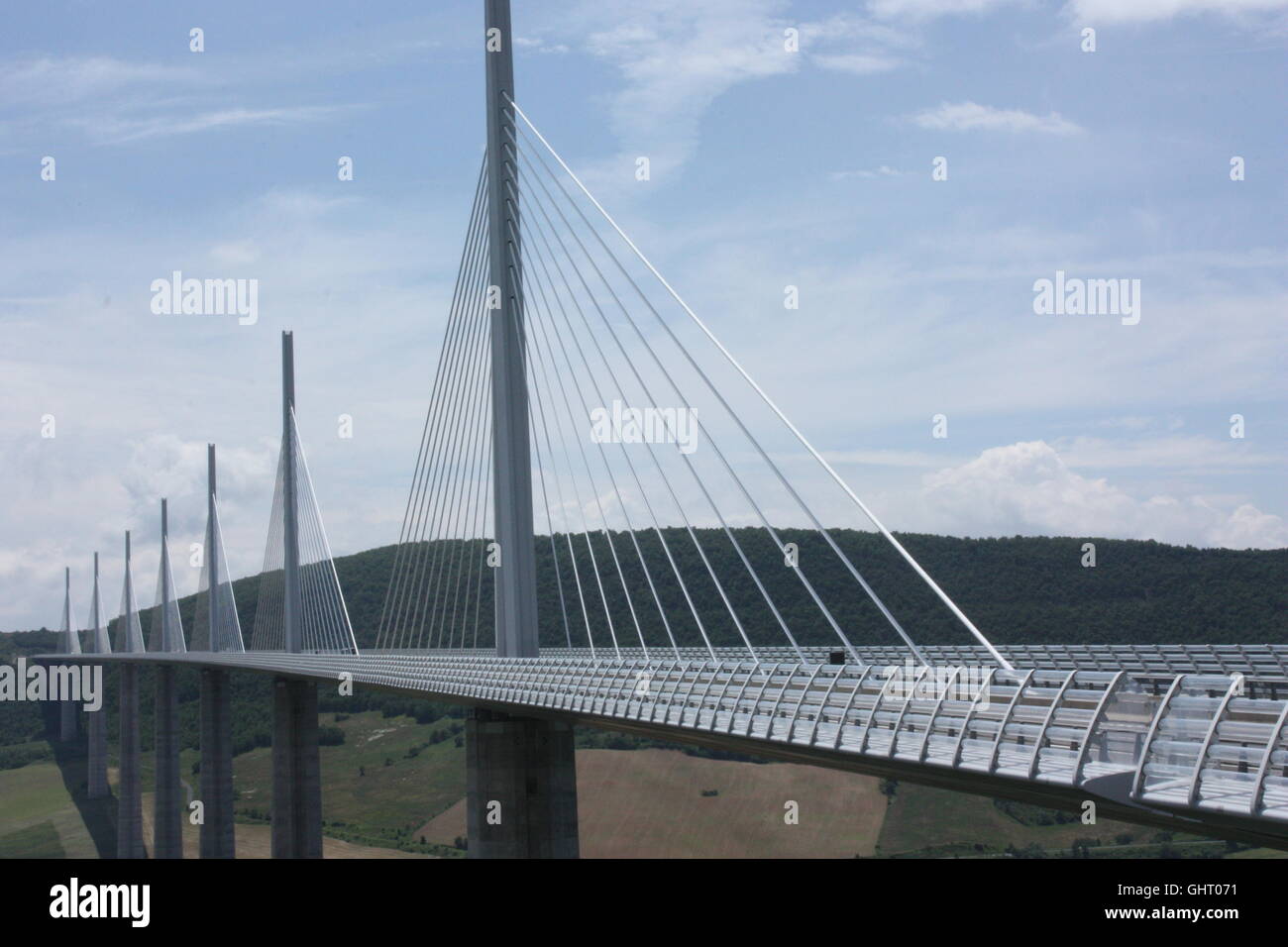 The Millau Viaduct is a cable-stayed bridge that spans the valley of ...