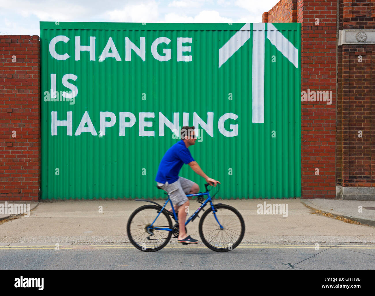 Sign - change is happening - in Hull, East Yorkshire, England UK Stock ...