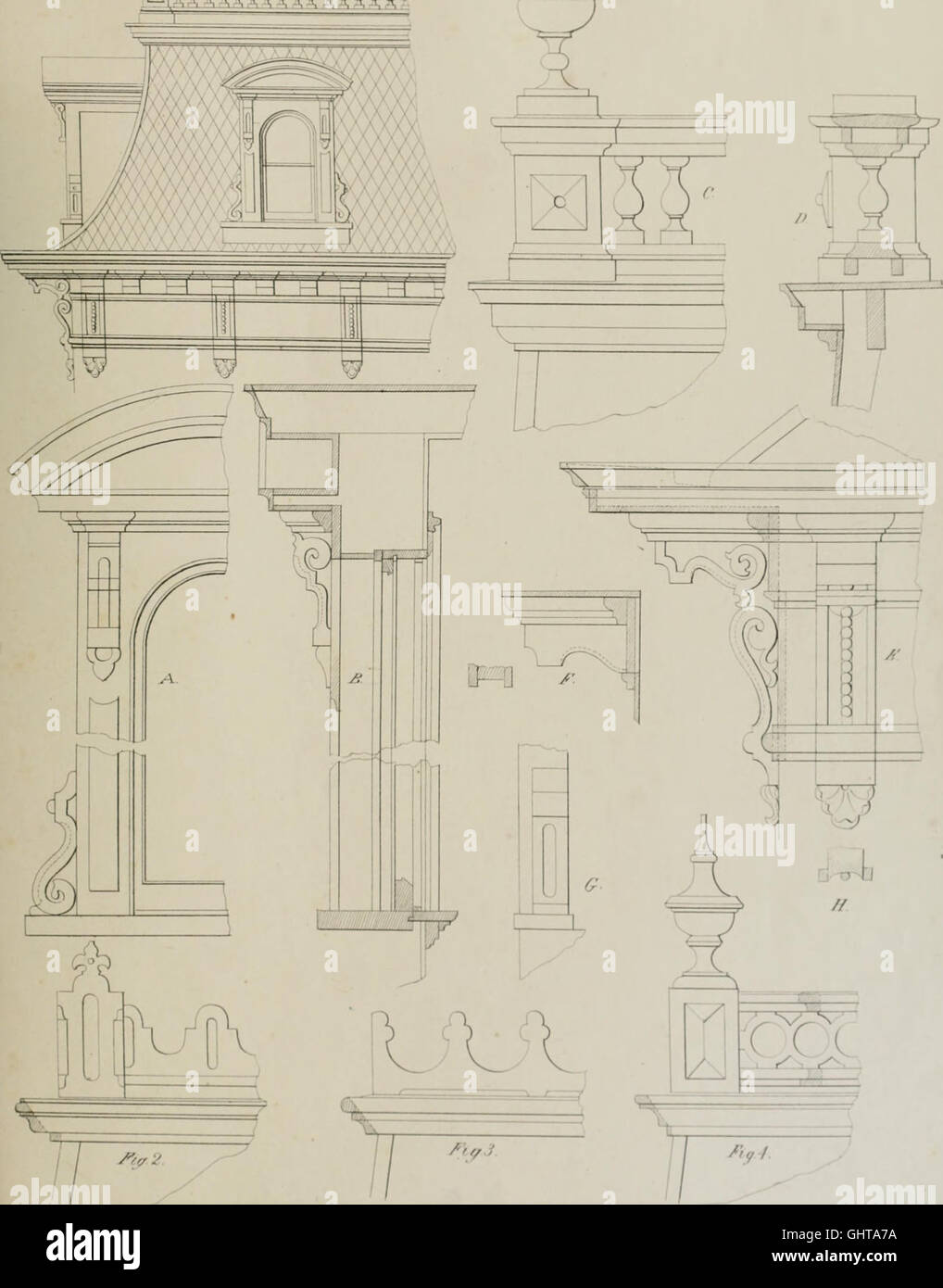 Features house designs and plans for various buildings hi-res stock ...