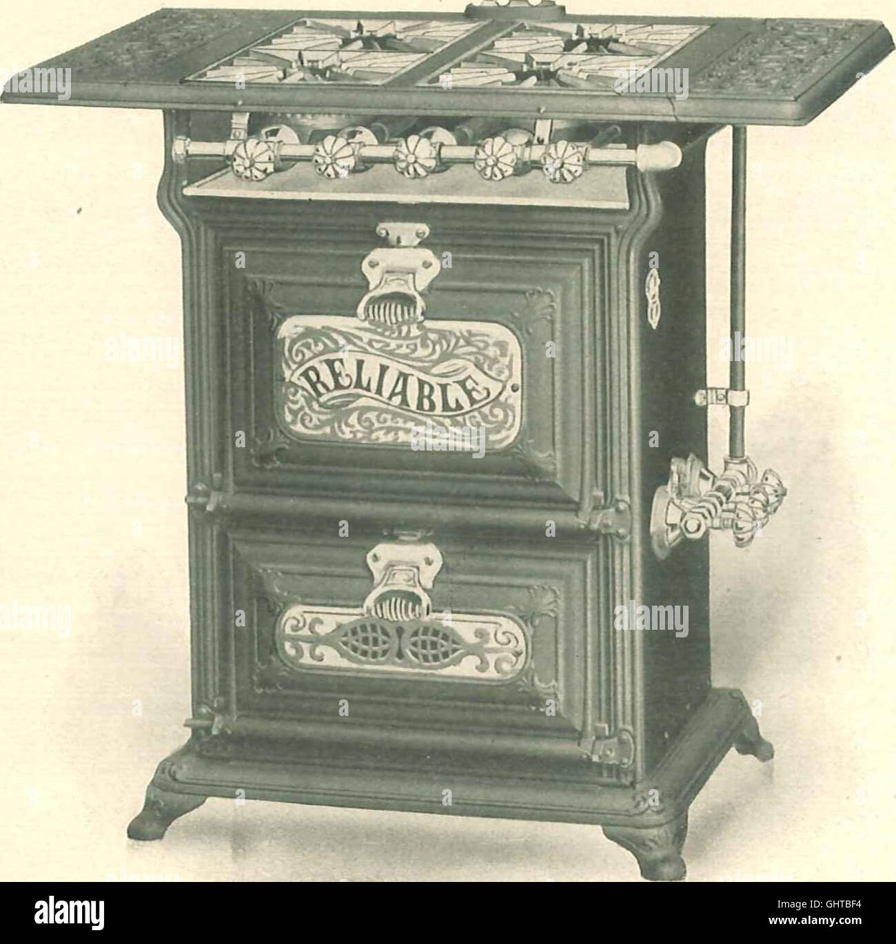 *Reliable Gas Stoves and Ranges* (1905) is a product catalog showcasing ...