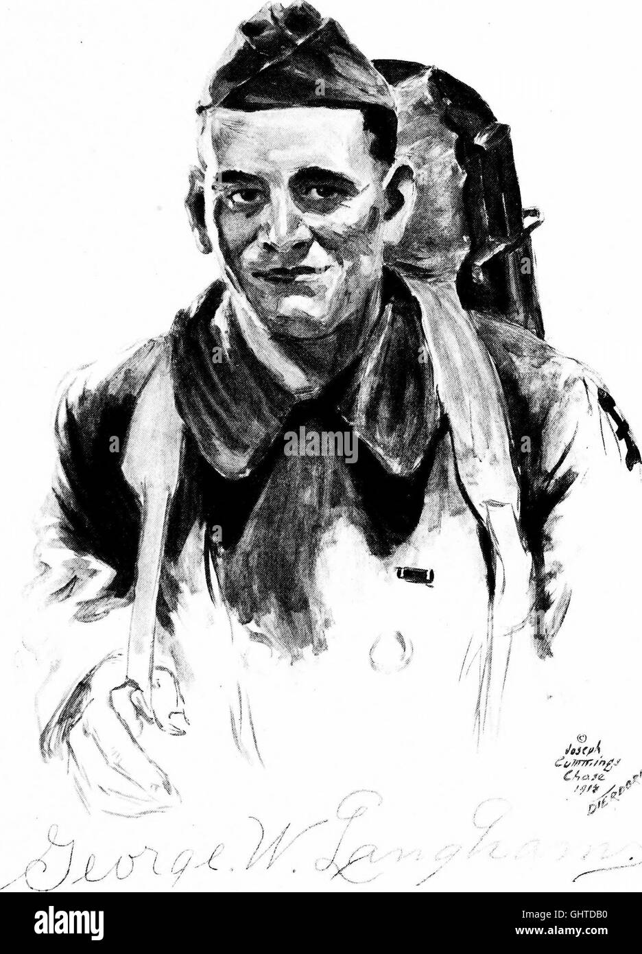 A collection of portraits and sketches from 1920 depicting soldiers of ...