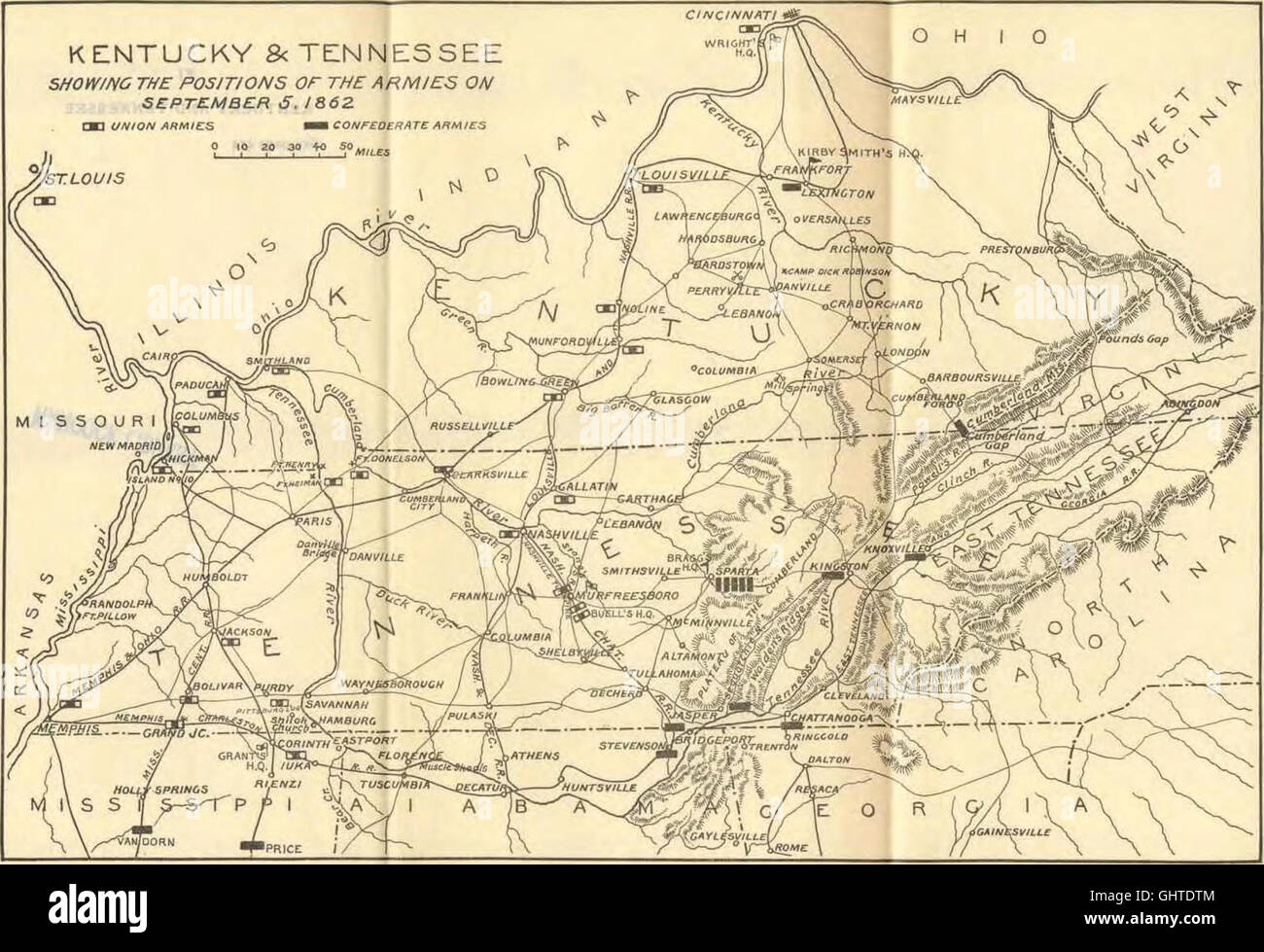 Map of the united states in 1861 hi-res stock photography and images ...