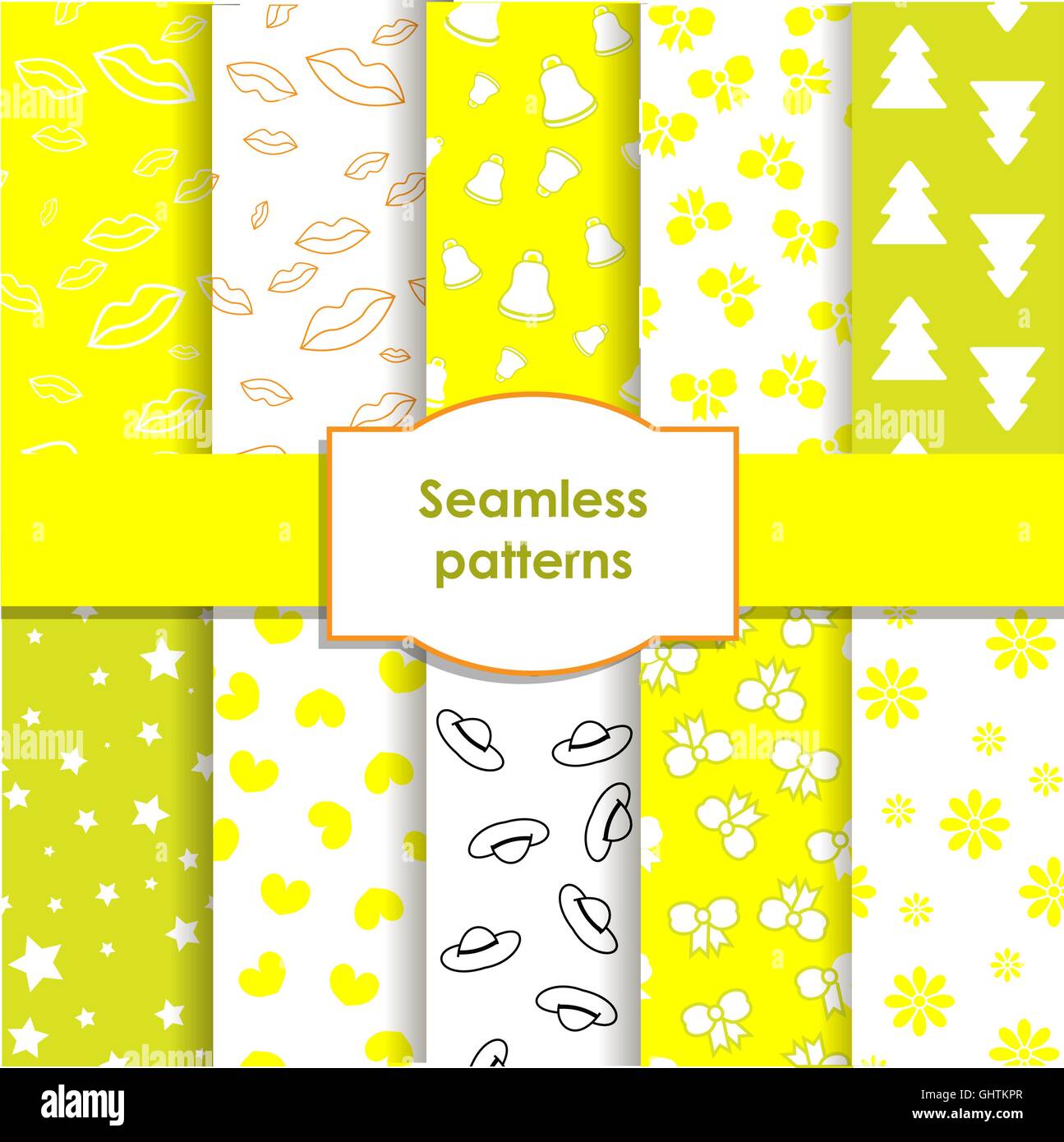 Set of seamless patterns and backgrounds for girls Stock Vector Image ...