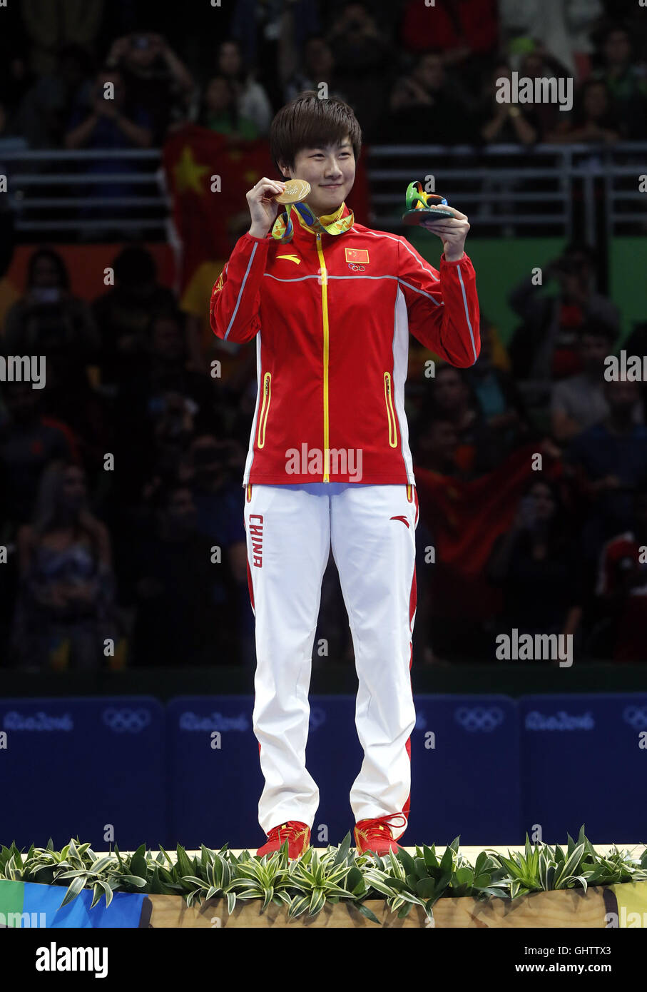 Rio De Janeiro, Brazil. 10th Aug, 2016. Gold medalist China's Ding Ning ...