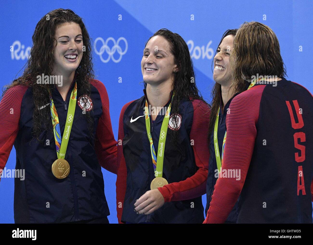 Rio De Janeiro, Brazil. 10th Aug, 2016. Gold medalists swimmers of the ...