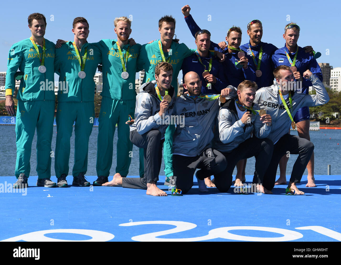 Rio de Janeiro, Brazil. 11th Aug, 2016. Gold medal winners of Germany ...