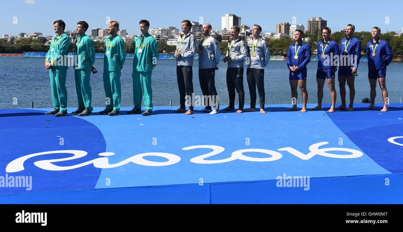 Rio de Janeiro, Brazil. 11th Aug, 2016. Gold medal winners of Germany ...