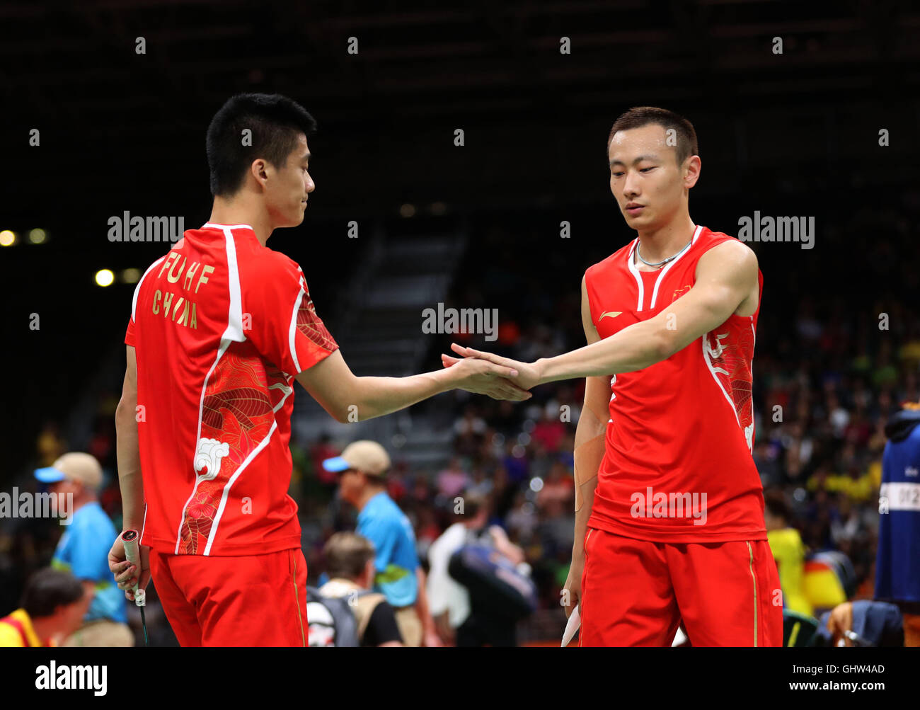Rio De Janeiro, Brazil. 11th Aug, 2016. China's Fu Haifeng (L) and ...