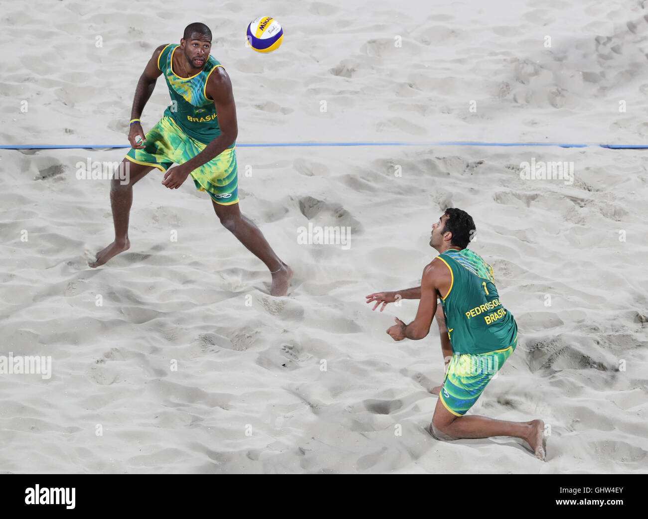 Rio de Janeiro, Brazil. 11th August, 2016. The duo Pedro Solberg and Evandro (BRA) during the ...