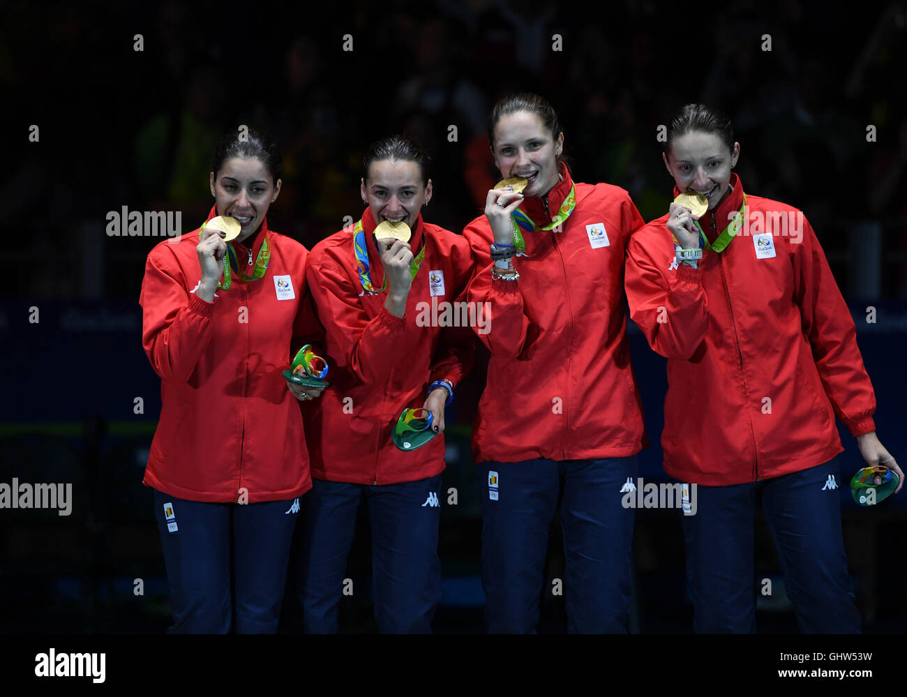 Rio De Janeiro, Brazil. 11th Aug, 2016. Gold medalists Romania's ...