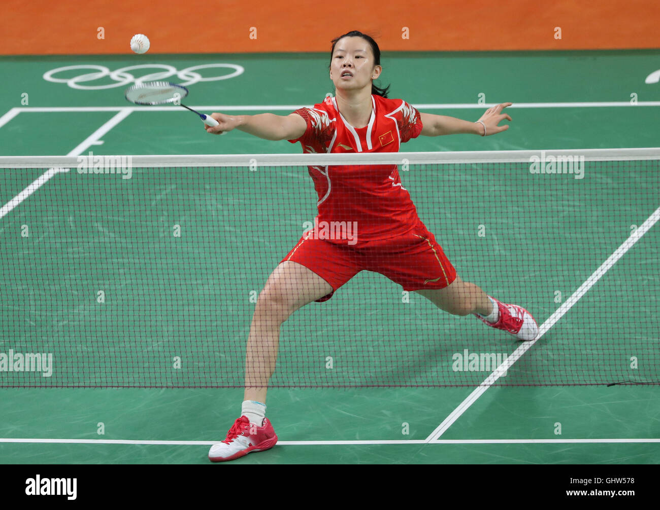 Rio De Janeiro, Brazil. 11th Aug, 2016. China's Li Xuerui returns the ...