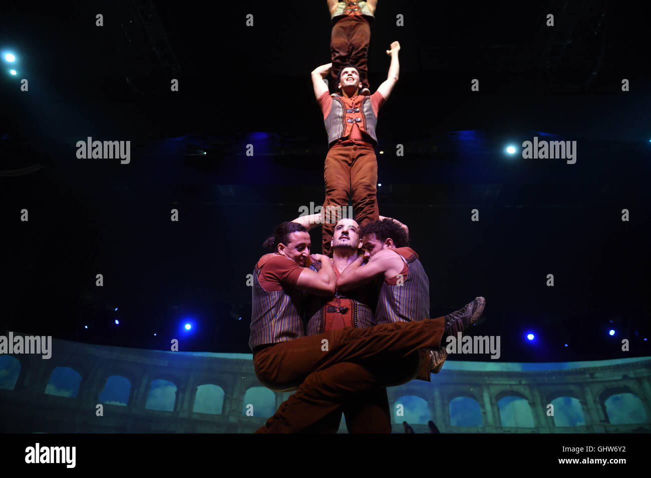 Beijing, China. 11th Aug, 2016. Actors perform during the Cavalia show ...