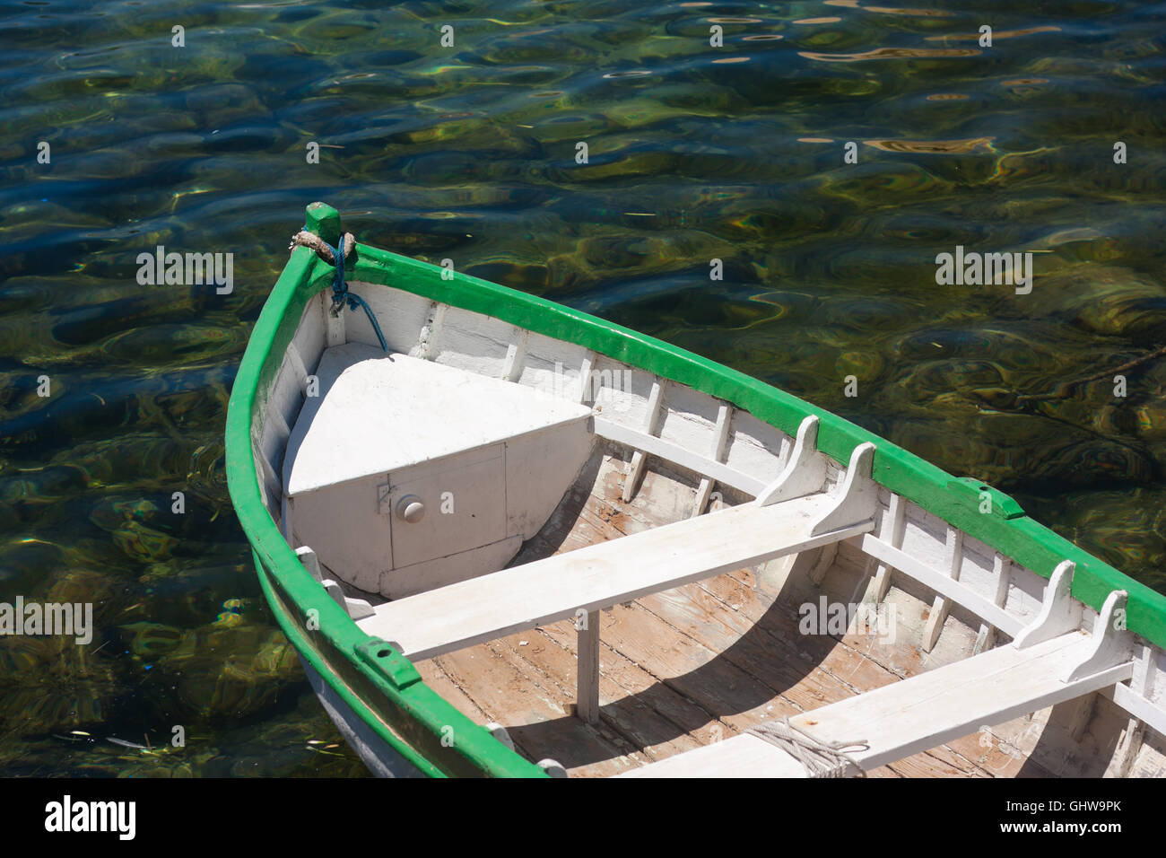 wooden rowing boat bow in malta Stock Photo - Alamy