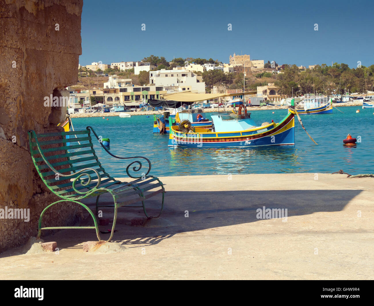 seaside seat in malta Stock Photo - Alamy