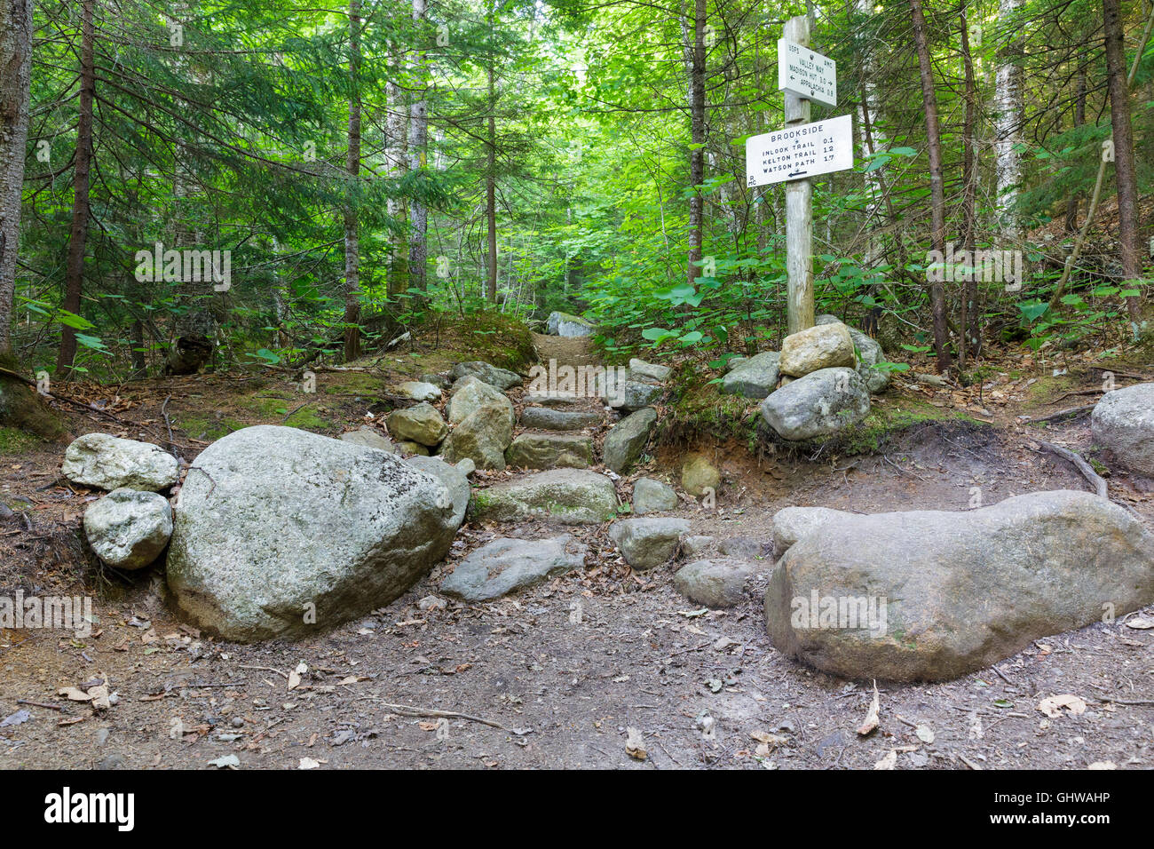 Junction of Valley Way and Brookside Trail in Randolph, New Hampshire ...