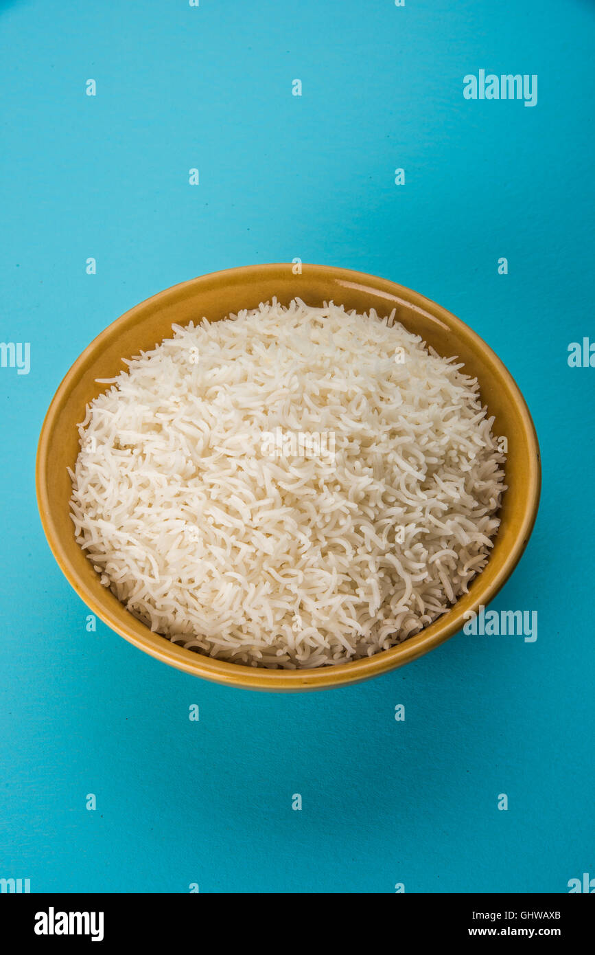 basmati rice in a brass bowl, cooked basmati rice, cooked plain rice ...