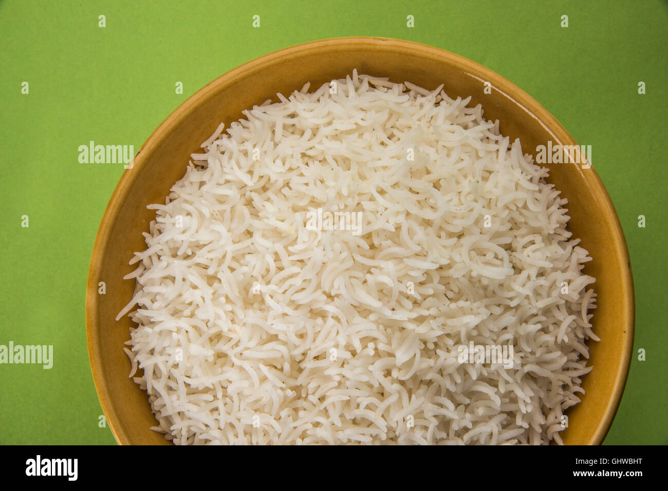 basmati rice in a brass bowl, cooked basmati rice, cooked plain rice ...