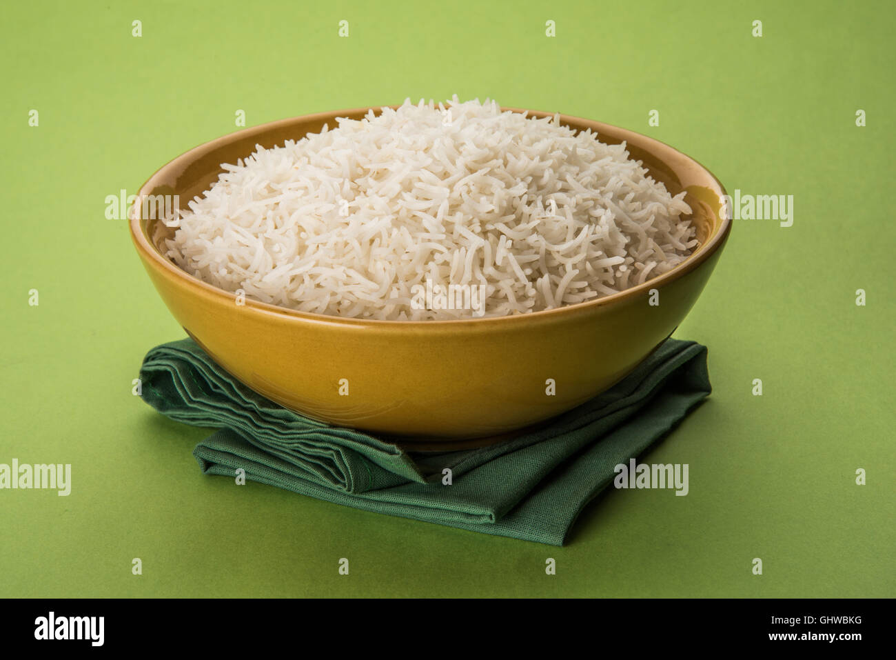 basmati rice in a brass bowl, cooked basmati rice, cooked plain rice ...