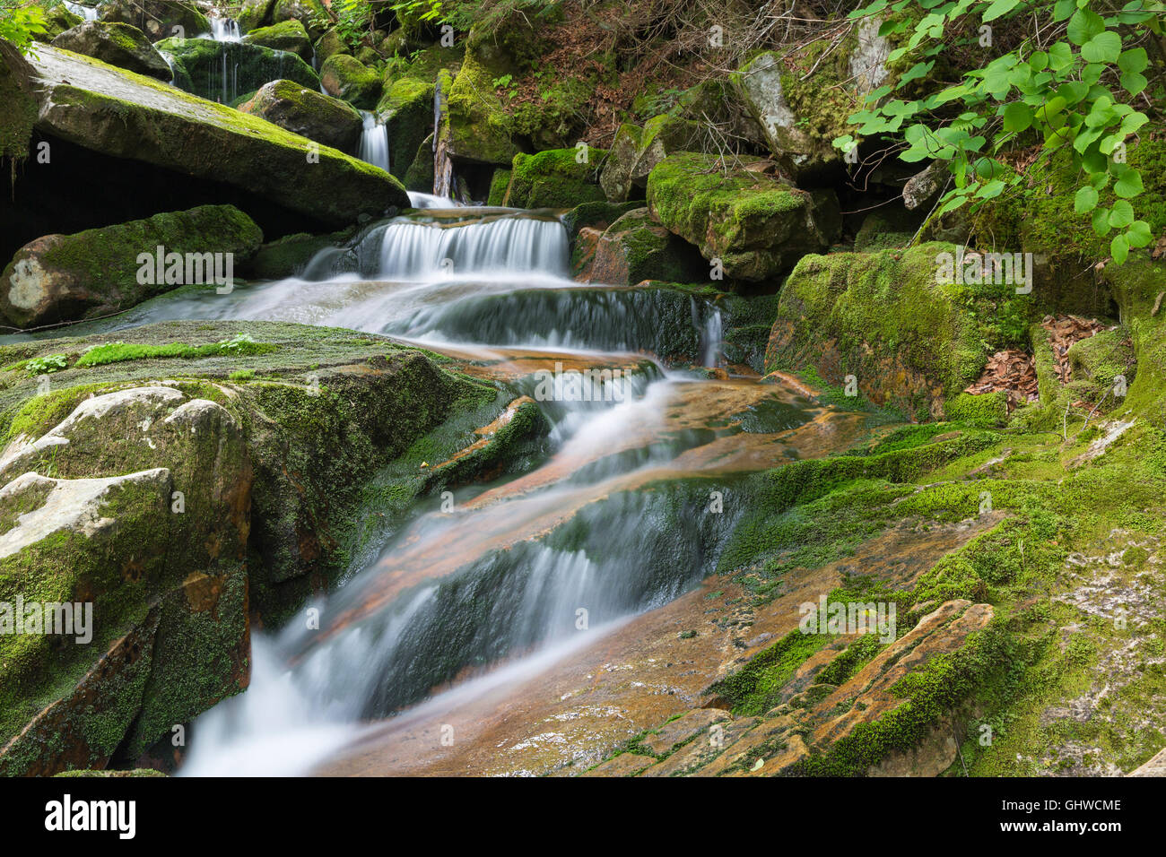 Cascade along Cold Brook in Randolph, New Hampshire during the summer ...
