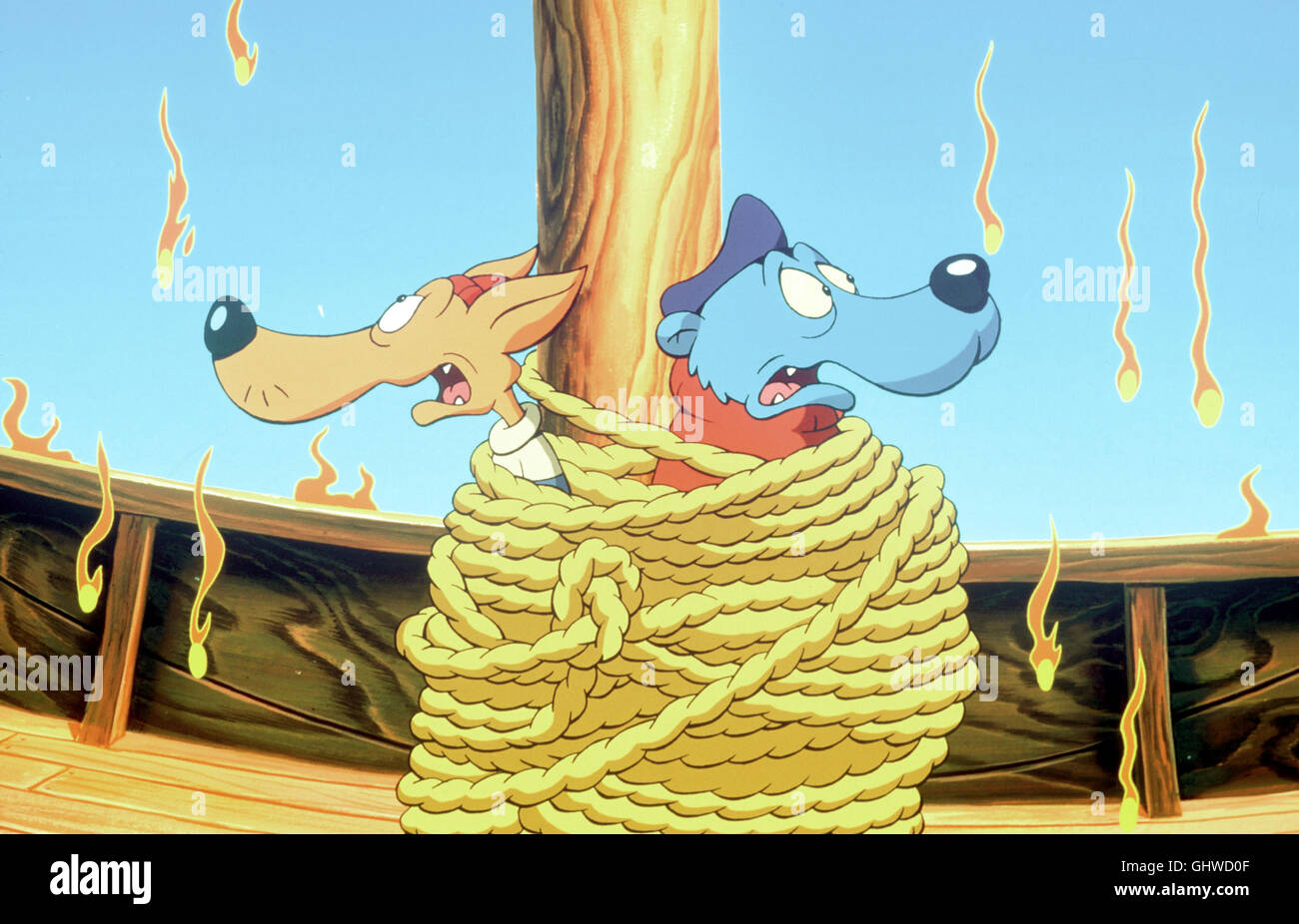 KÄPT'N BLAUBÄR Blaubär und Hein BlÜd in einer festgesurrten Lage Die ...