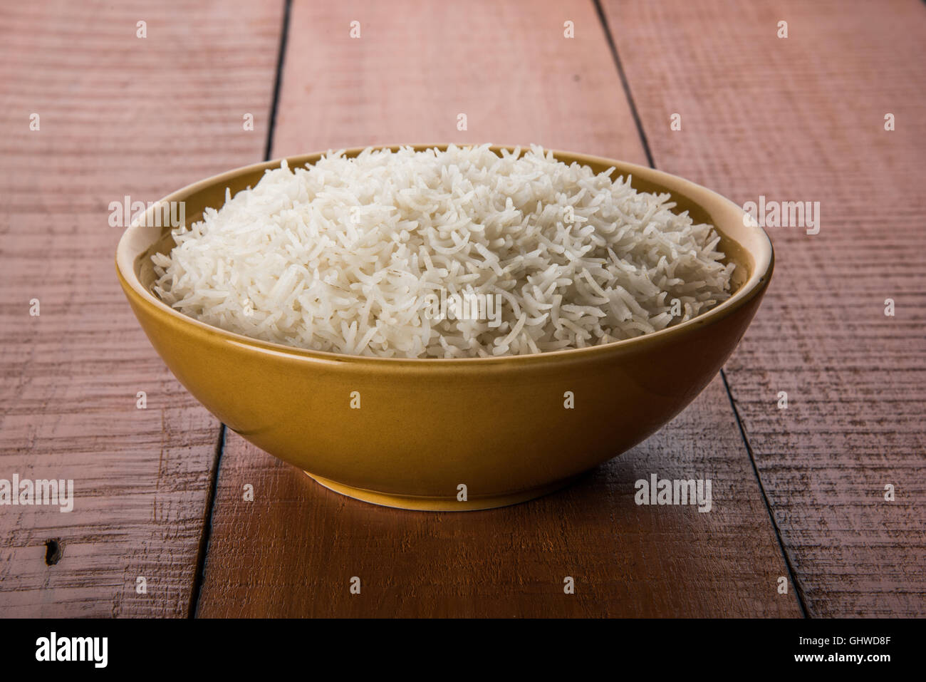 basmati rice in a brass bowl, cooked basmati rice, cooked plain rice ...
