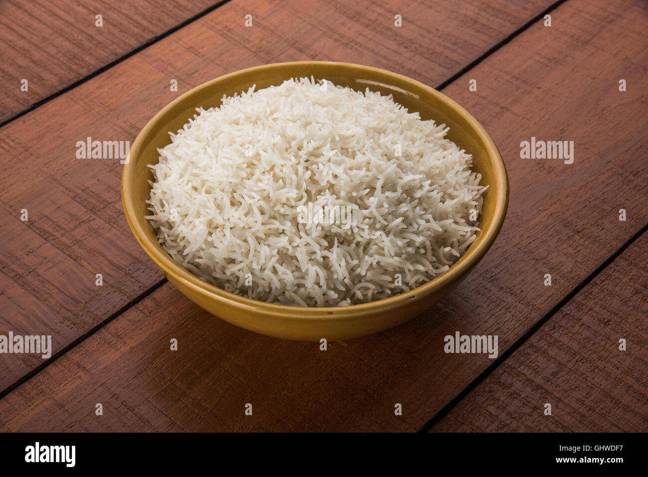 basmati rice in a brass bowl, cooked basmati rice, cooked plain rice ...