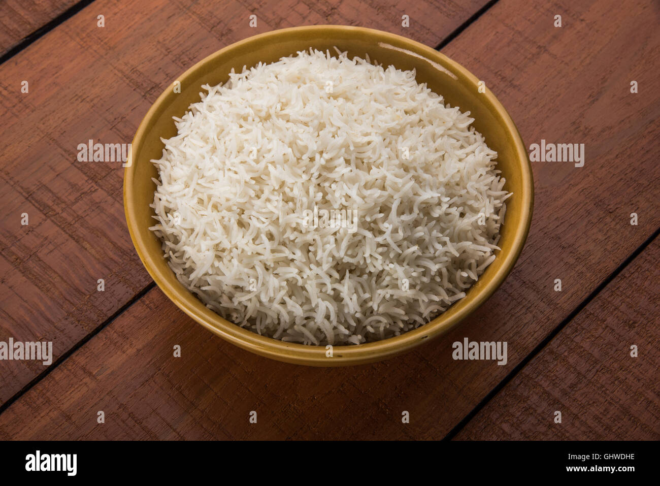 basmati rice in a brass bowl, cooked basmati rice, cooked plain rice ...