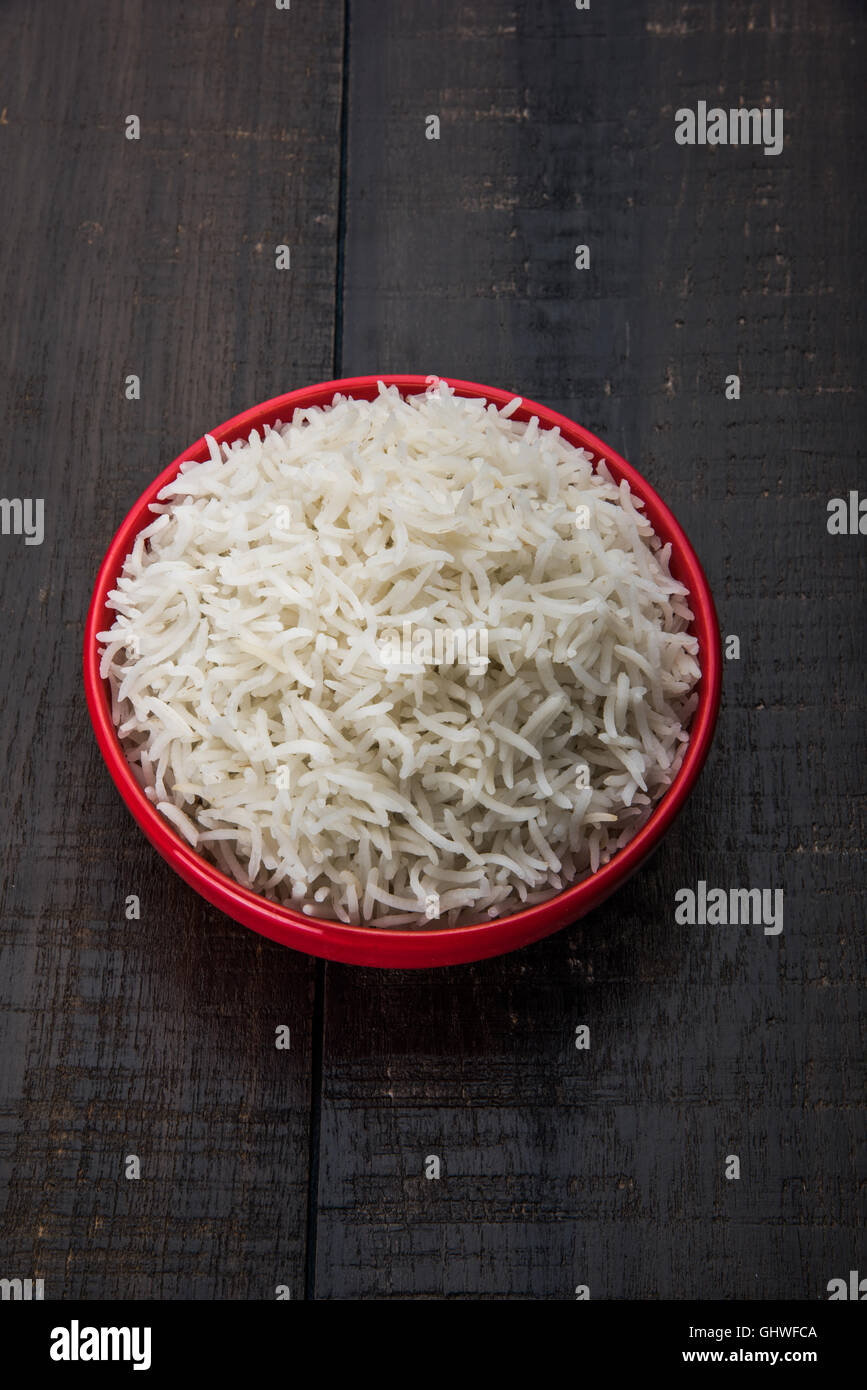 basmati rice in a brass bowl, cooked basmati rice, cooked plain rice ...
