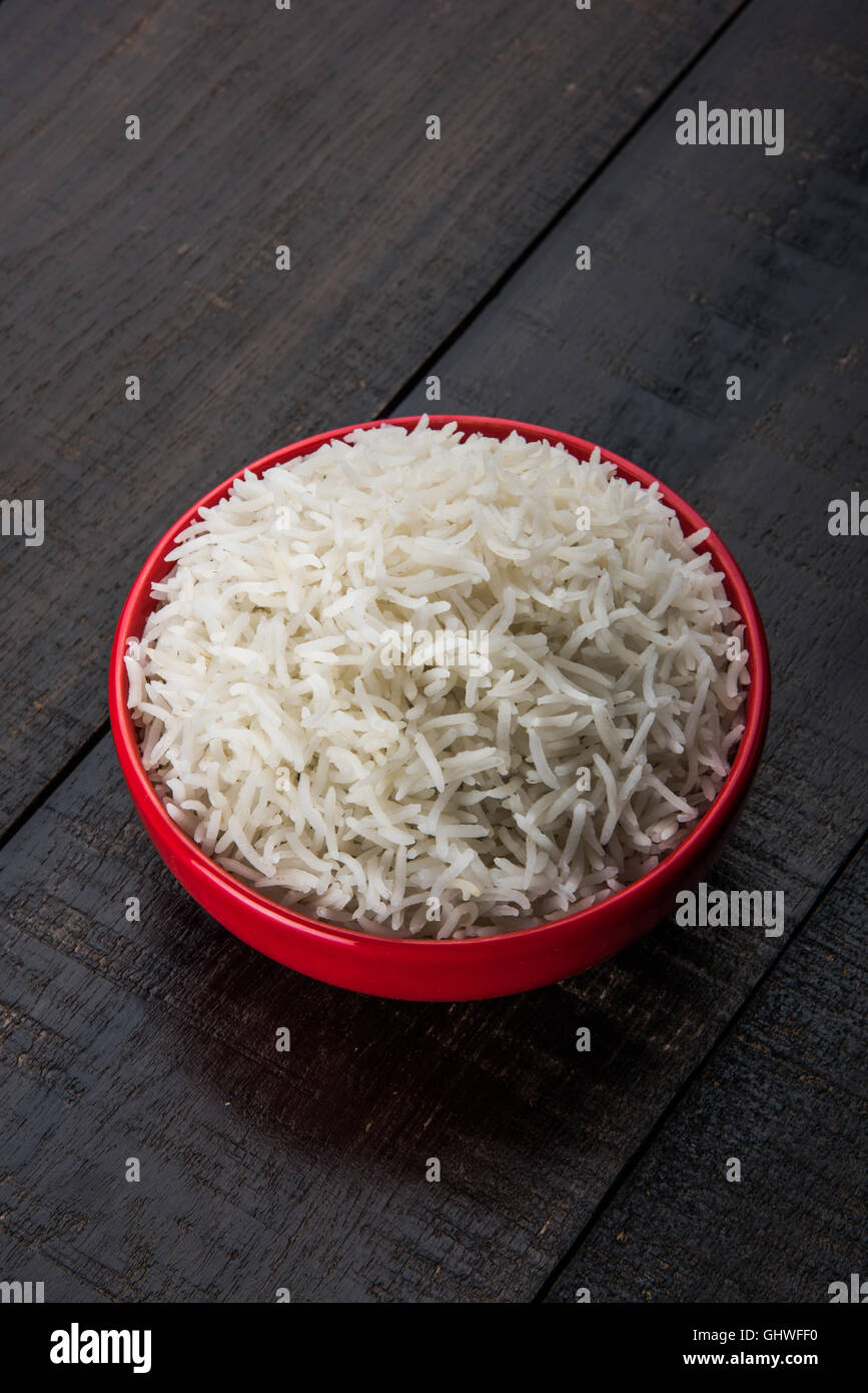 basmati rice in a brass bowl, cooked basmati rice, cooked plain rice ...