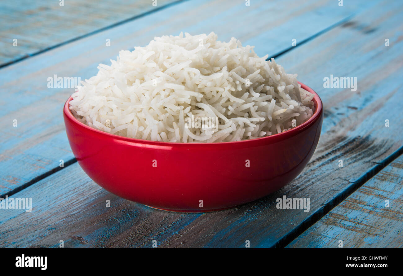basmati rice in a brass bowl, cooked basmati rice, cooked plain rice ...