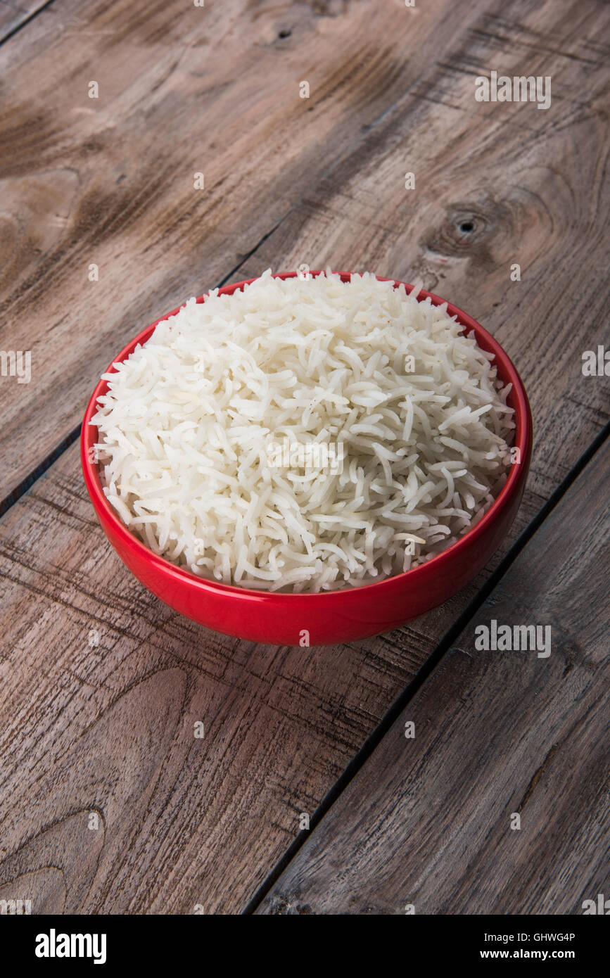 basmati rice in a brass bowl, cooked basmati rice, cooked plain rice ...