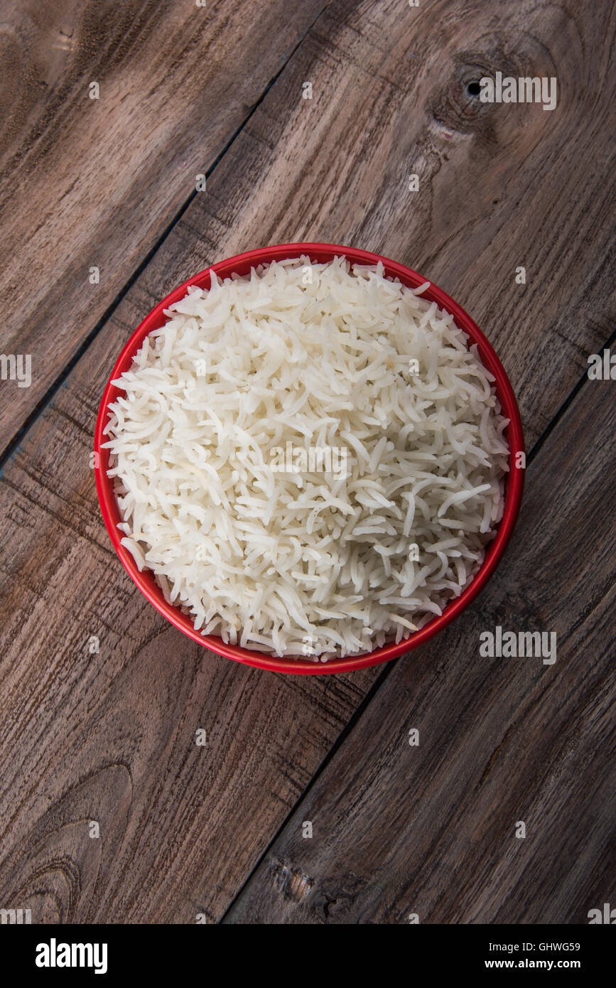 basmati rice in a brass bowl, cooked basmati rice, cooked plain rice ...