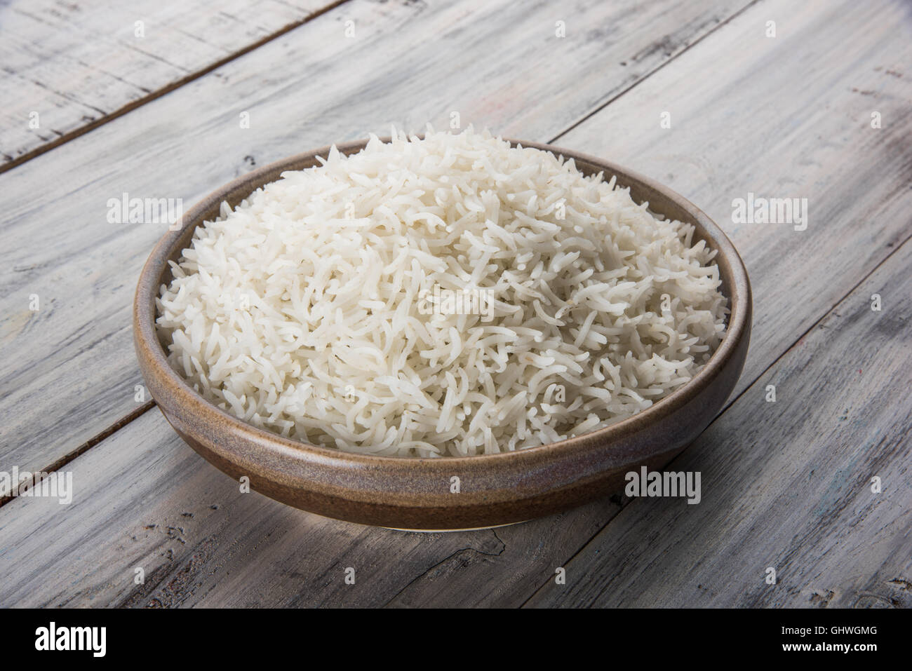 basmati rice in a brass bowl, cooked basmati rice, cooked plain rice ...