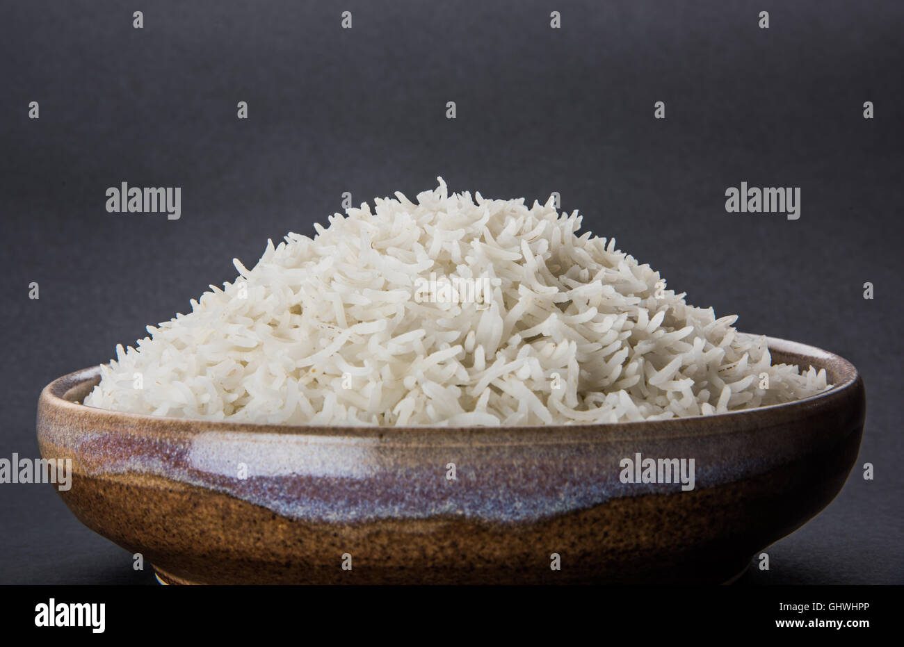 basmati rice in a brass bowl, cooked basmati rice, cooked plain rice ...