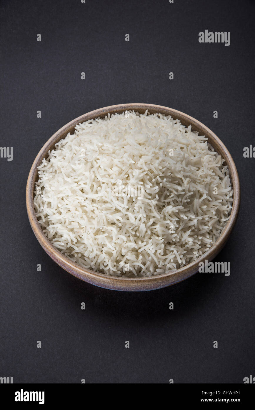 basmati rice in a brass bowl, cooked basmati rice, cooked plain rice ...