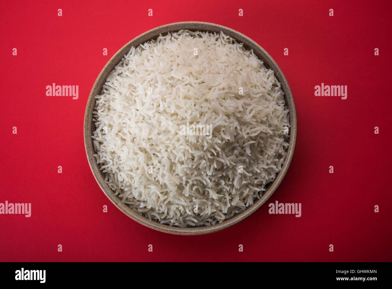 basmati rice in a brass bowl, cooked basmati rice, cooked plain rice ...