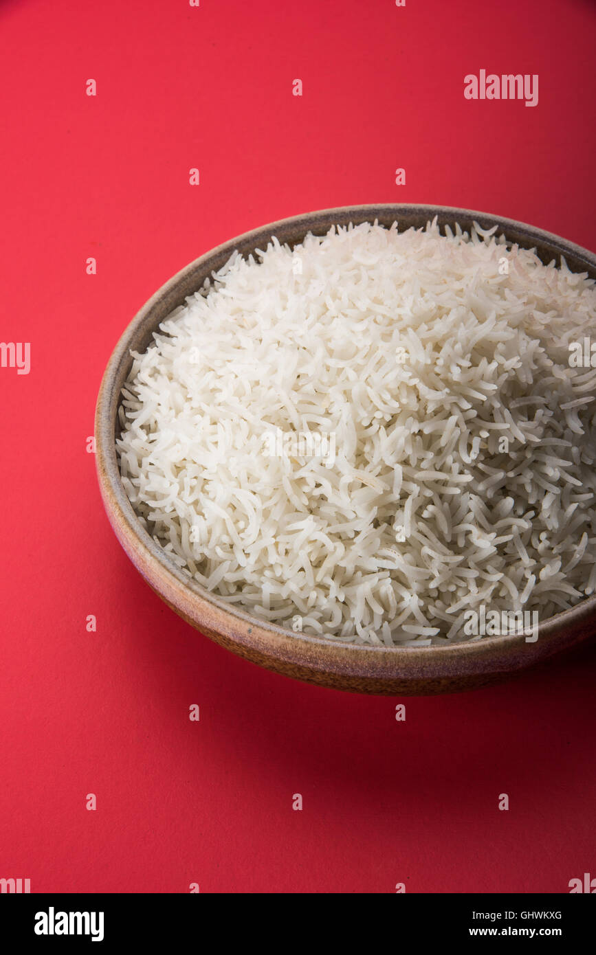 basmati rice in a brass bowl, cooked basmati rice, cooked plain rice ...