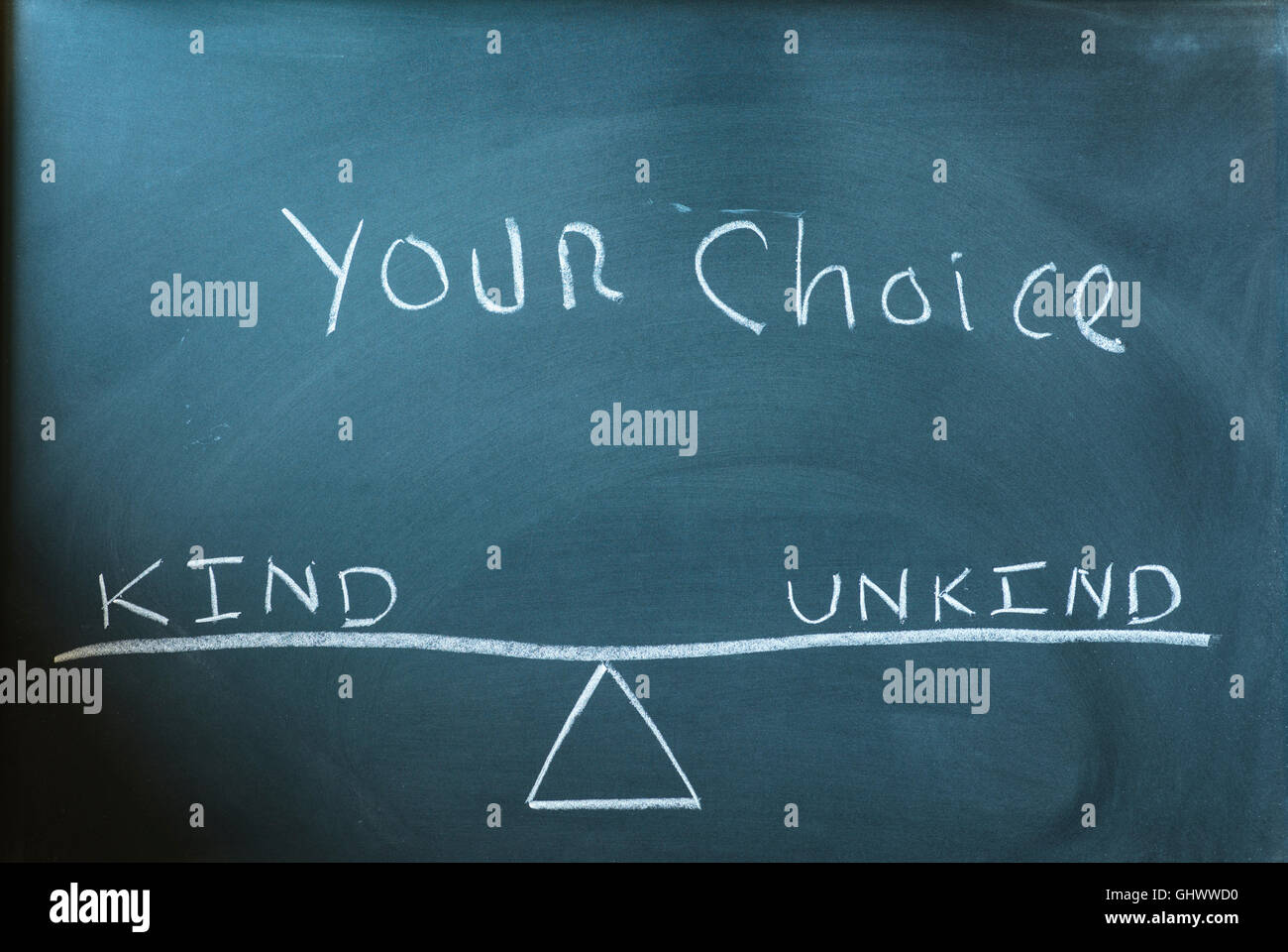 the words kind and unkind on a scale in equilibrium written on a ...