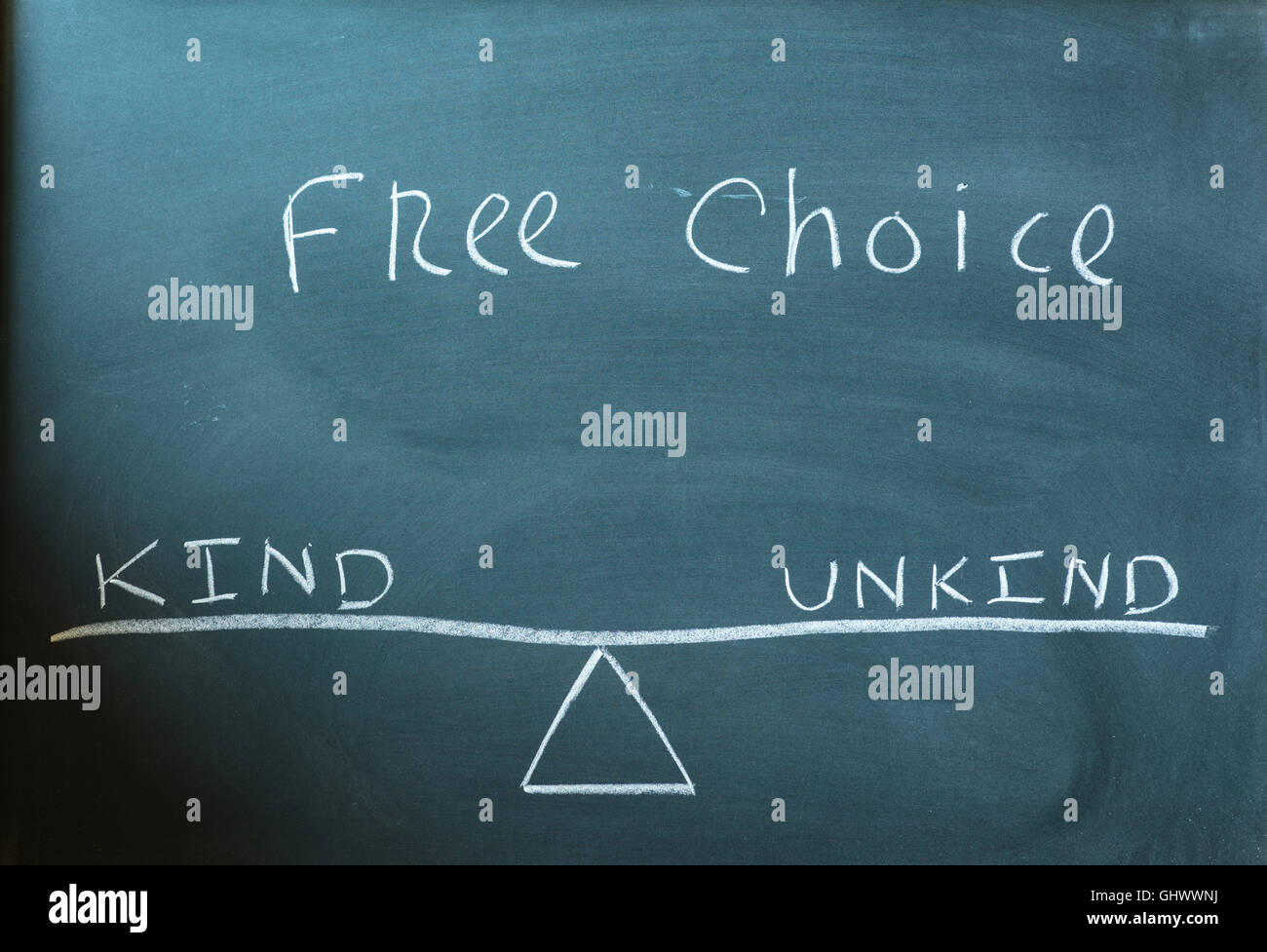 the words kind and unkind on a scale in equilibrium written on a ...