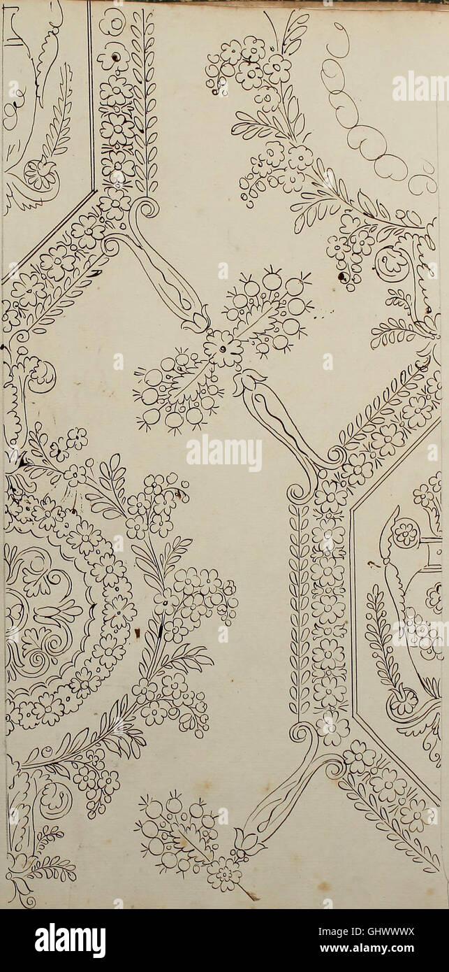 This 1793 work presents designs for textiles from the Directoire period ...