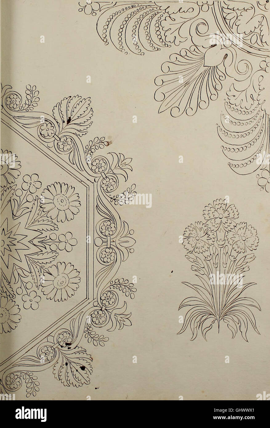 This 1793 document showcases textile designs from the Directoire period ...